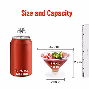 EgieMr Plastic Martini Glasses, Disposable Cocktail Glasses Dessert Cups 25 Pcs for Weddings Party Champagne, Appetizers and Desserts, 5 Fl Oz