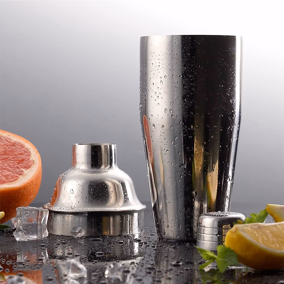 Etens Cocktail Shaker Double Jigger Set, Bundle Martini Shaker 24oz & Bell Jigger 2oz 1oz for Bartending – Bar Drink Margarita Mixer | Shot Measure Jigger with Measurements | Bartender Kit Measuring