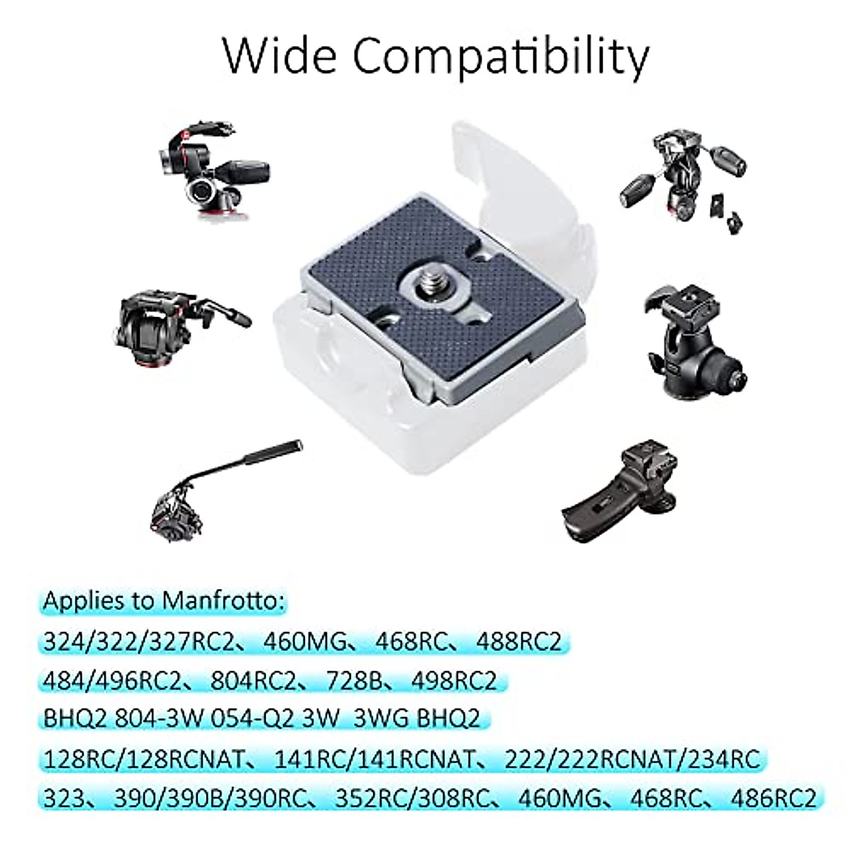 Quick Release Plate, Tripod Quick Release Plate Fit for Manfrotto 200pl-14 Rc2 Camera Tripod Head (Pack of 2) Black