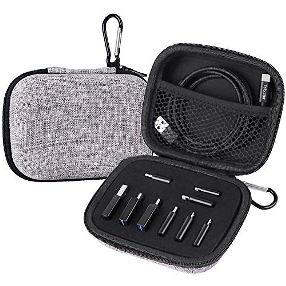 BHSKJSZ 10Piece Type C Adapter Kit, Compatible with Micro-USB/Type-C/USB/1 -p Hone Cable,Foam Insert Travel Case with Carabiner, Includes USB Type C Cable