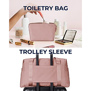 BAGSMART Travel Duffle Bag, Weekender Bags for Women Large Carry on Overnight Bag, Gym Bag with Trolley Sleeve, Personal Item Travel Bag Workout Dance Bag, Dark Pink