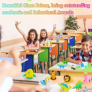 URSKYTOUS 60Pcs Animal Erasers Desk Pets for Kids Pencil Bulk Puzzle Erasers Toys Gifts for Classroom Prizes,Game Reward,Treasure Box,Easter Egg Fillers,Goodie Bag Stuffers,Party Favors