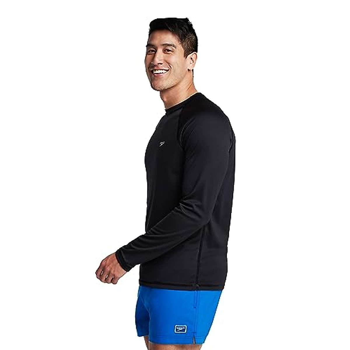 Speedo Men's UV Swim Shirt Long Sleeve Loose Fit Easy Tee Speedo Black Medium