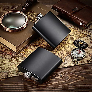 20 Pieces Stainless Steel Hip Flask Matte Black Flask Set Leak Proof Drinking Liquor Flask Metal Hip Flask with 20 Pieces Funnel for Men Women Drinking Alcohol Whiskey Wine Wedding Party Supply (6 oz)