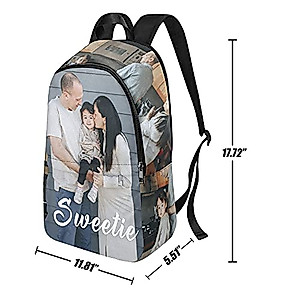 JOYBUY Custom Photo Backpack Personalized Schoolbag, Customized Your Own PictureNameTextLogo Waterproof Casual Backpack Travel Knapsack School Backpack, Black, 11.81 x 5.51 x 17.72 inch