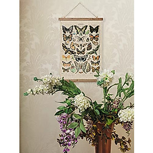 Vintage Butterflies Hanging Poster, Retro Style of Wall Art Prints, Printed on Linen with Wood Frames, Ready to Hang