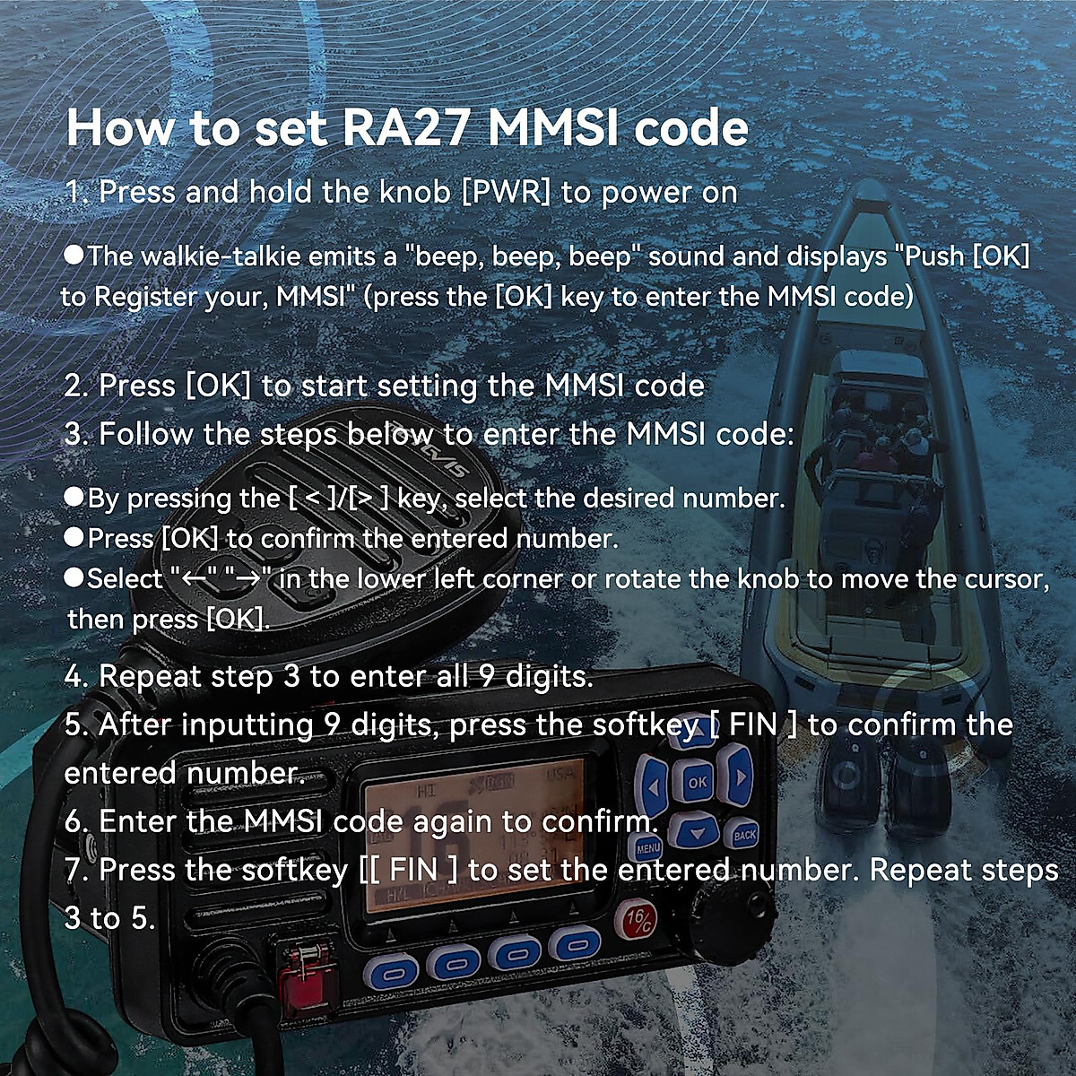 Retevis RA27 Fixed Mount Marine Radio with GPS,Waterproof IP67,Triple Watch,DSC,Emergency NOAA Weather,All USA/International/Canadian Marine Channels,Ship to Shore Radio for Boats,Black