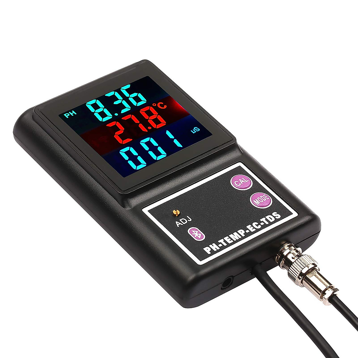 AMTAST Water Quality Tester 4 in 1 PH, EC, TDS(PPM), Temp Multi-Parameter Water Quality Monitoring with Bluetooth for Pools Ponds Aquariums Water Tank, 110V 60Hz with US Plug