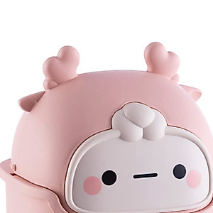 Mini Trash Can, Cute Cartoon Mini Wastebasket Trash Can with Swing Lid Reusable Plastic Small Wastebasket Tiny Desktop Waste Garbage Bin(Pink)