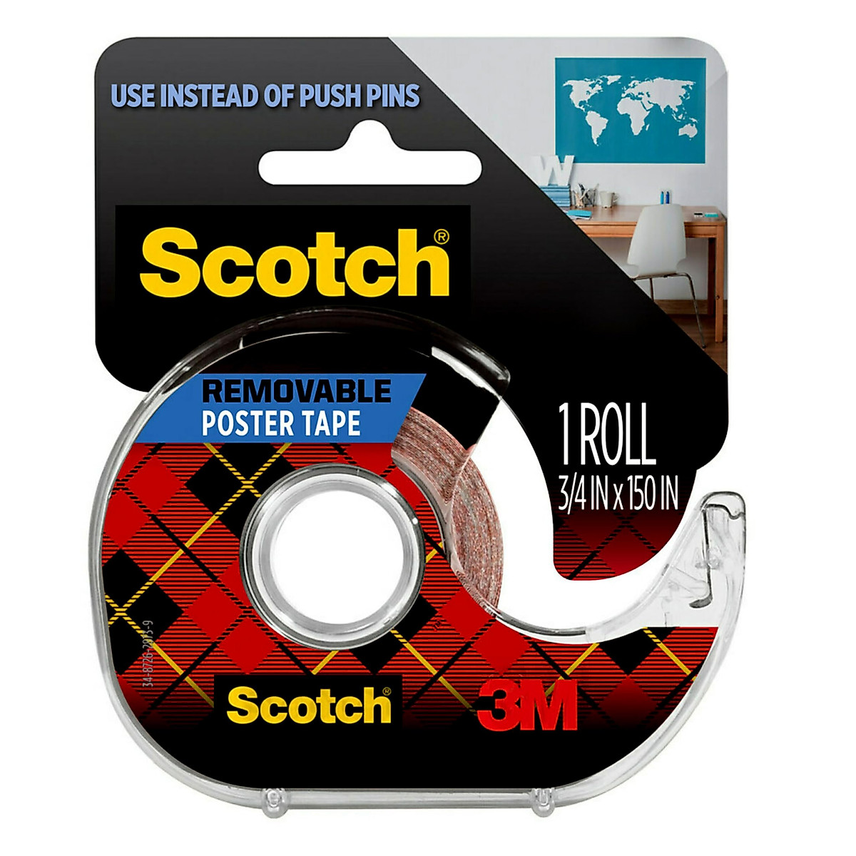 Scotch Removable Poster Clear Double Sided Tape, 3/4-in x 150-in, Clear, 1 Roll