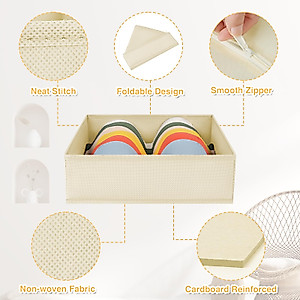 DIMJ Drawer Organizer Clothes 15 Pack - Foldable Baby Organizers and Storage & Dresser Organizer for Bedroom, Closet - Nursery Organization Dresser Dividers for underwear, Sock,Bra, Belt, Tie, Beige