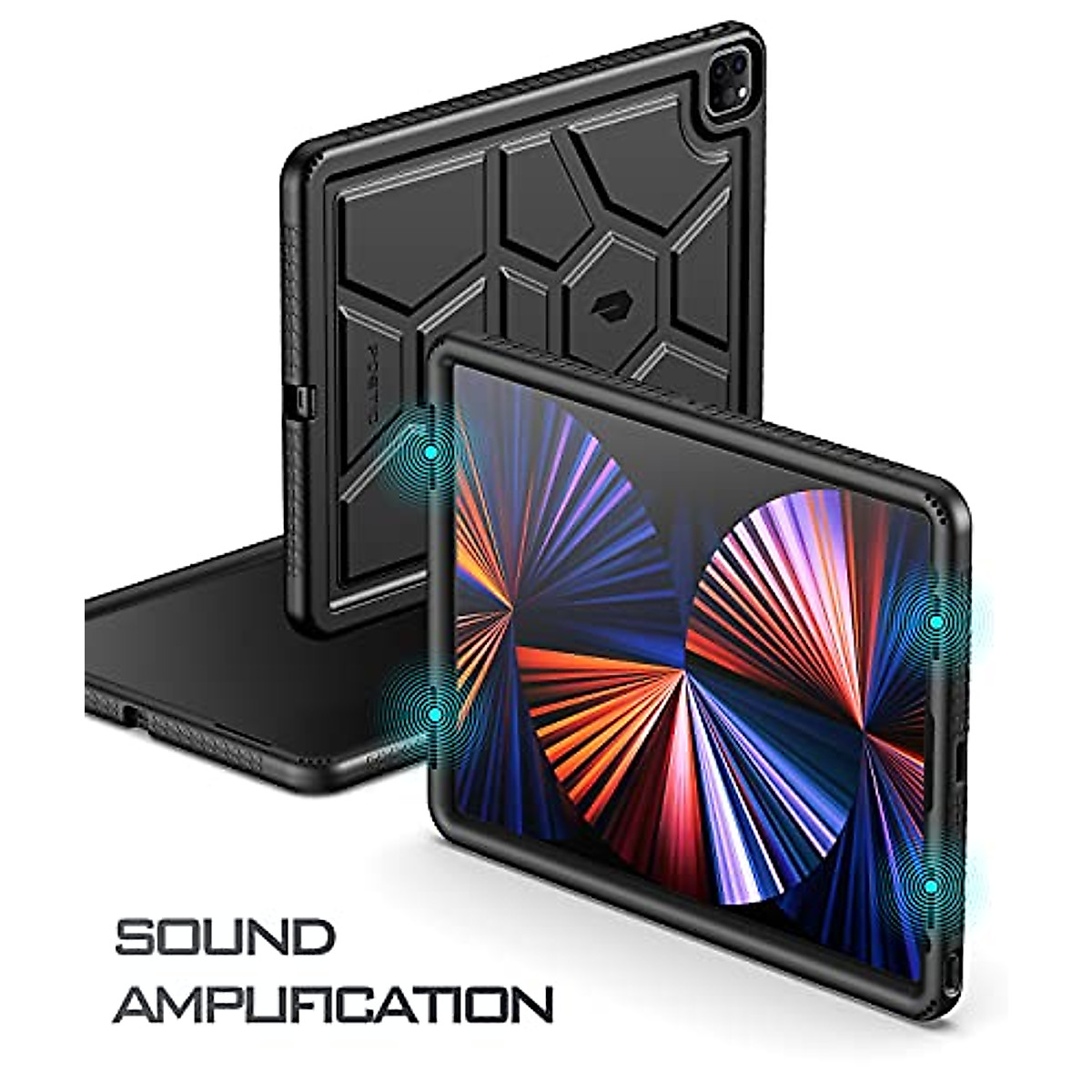 Poetic TurtleSkin Case Designed for for iPad Pro 12.9 6th Generation 2022 / 5th Gen 2021 / 4th Gen 2020 / 3rd Gen 2018, Rugged Shockproof Drop Protection Kids Friendly Silicone Cover Case, Black