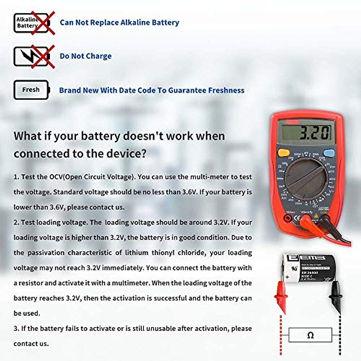 EEMB 100Pack ER14505 AA 3.6V Lithium Battery with AX Solder Tabs Li-SOCL₂ Non-Rechargeable Battery SB-AA11 LS14500 TL-5903 SL-360 S7-400 ER14500 for Chip Board/Sensor/Backup Power Supply/PLC Battery