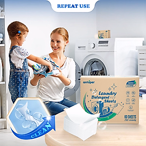 Laundry Detergent Sheets, 120 Loads Washer Soap Strips, Plant Based Liquidless Formula, Zero Waste for Home Dorm Travel Camping & Hand Washing Clean No Waste Fresh Scent