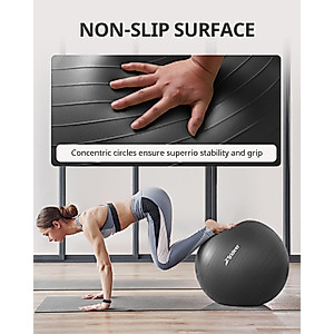 Trideer Extra Thick Yoga Ball Exercise Ball, 5 Sizes Ball Chair, Heavy Duty Swiss Ball for Balance, Stability, Pregnancy, Physical Therapy, Quick Pump Included