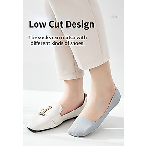 FORJMMP 10/20 Pairs No Show Socks for Women Non-slip Low Cut Liner Socks Invisible Ice Silk Socks (10 Pairs)
