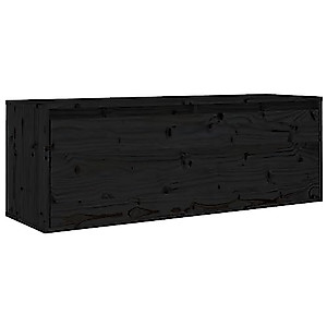CHARMMA Wall Cabinet Black 39.4"x11.8"x13.8" Solid Wood Pine-5535