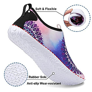 Fires Water Shoes for Womens Mens Quick-Dry Barefoot Aqua Socks for Beach Swim Surf Breathable Hiking Water Shoes Slip-on Lightweight Durable Pool Lake Shoes blueboho 7.5-8.5 Women/6-7 Men