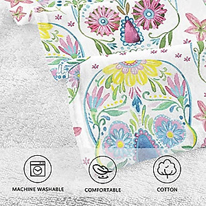 ALAZA Sugar Skull Floral Day of Dead Hand Towels for Bathroom 1OO% Cotton 2 pcs Face Towel 16 x 28 inch, Absorbent Soft & Skin-Friendly