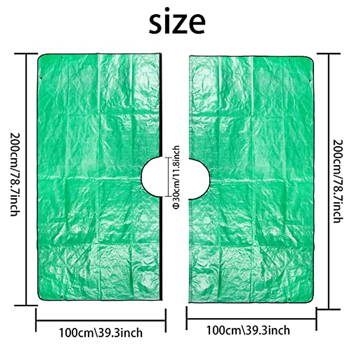 Landscape Tarp for Trimming with 12 inch Hole -Garden Tree Pruning Waterproof Tarp,Four Corners Has Corner Buckles Can Stand Up Fasten Around Trees and Shrubs
