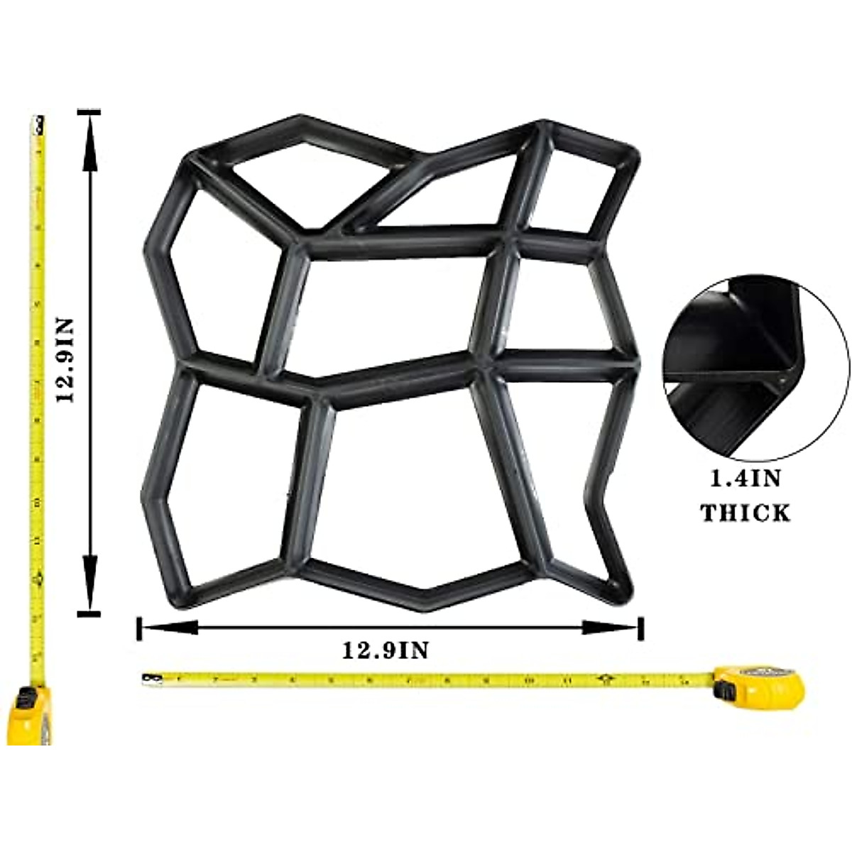 VanSmaGo 4Packs Concrete Molds and Forms,Walk Path Maker Walkway Stone Molding Paving Pavement Stepping Stone Outdoor Paver Cement Mold for Patio, Lawn & Garden