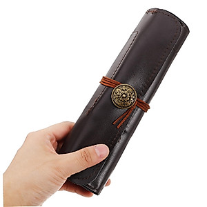 OUNONA 1PC Leather Chef Knife Roll Bag Holds,Utensil Holder Storage Bag Pockets Durable Knife Carrier Knife Roll Pouch Organizer