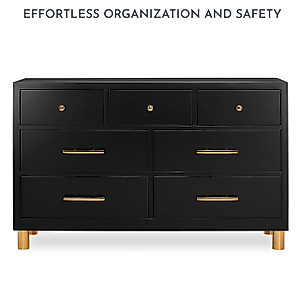 Evolur Loft Art Deco Double Dresser, Black, 54.00″ L x 18.00″ W x 33.00″ H