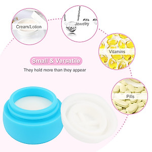 Silicone Travel Containers,3 Pack 20ml Silicone Cream Jars Makeup Sample Containers with Lids Portable Leakproof Jars For Cream Lotion Shampoo