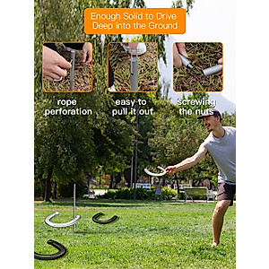 Horseshoe Tossing Game Kit & Pickleball Net with 4 Pickleballs