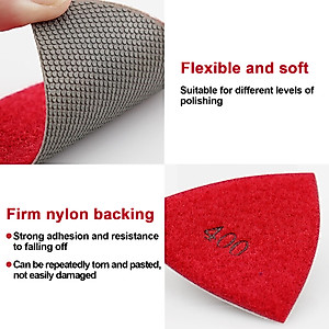 Triangular Diamond Polishing Pads 400Grit 3 Inch for Oscillating Tools Marble Granite Glass Stone Polishing by YDROWN (400Grit-2PCS)