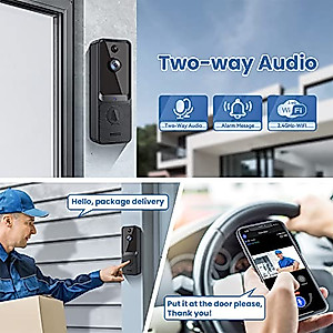 EKEN Wireless Doorbell Camera with Chime Smart Video Doorbell Camera with Motion Detector | Cloud Storage | HD Live Image | 2-Way Audio | Night Vision | 2.4G WiFi | 100% Wire-Free for iOS & Android
