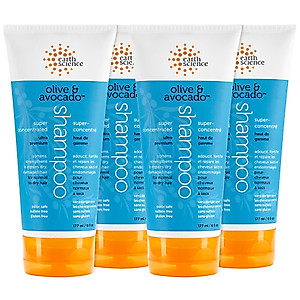 EARTH SCIENCE - Olive & Avocado Oil Shampoo: Super Concentrated for Normal to Dry Hair (4pk, 6 oz.)