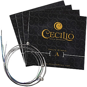 Cecilio 4 Packs of Stainless Steel Violin Strings 4/4 Full Set with E, A, D, G Strings for Electric and Acoustic Violins - Reliable and Affordable Replacement for your Fiddle
