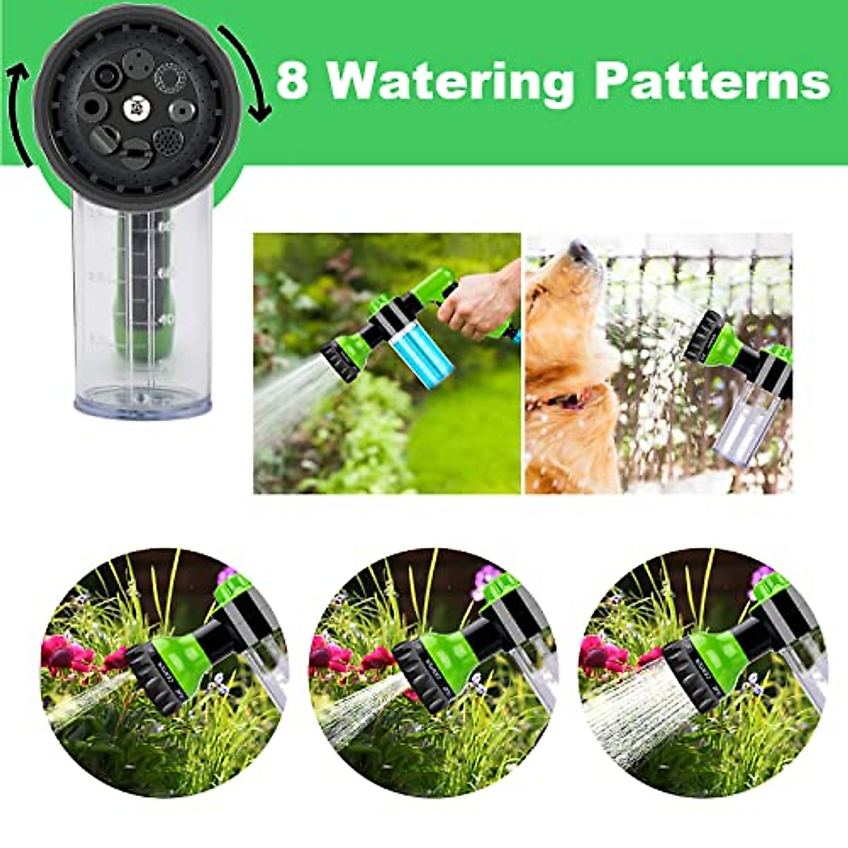 StaiBC Garden Hose Nozzle, High Pressure Water Hose Nozzle Spray Nozzle with 3.5oz Soap Dispenser Bottle Snow Car Wash Foam Gun for Watering Plants, Lawn, Patio, Cleaning, Showering Pet