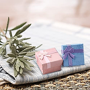 TACYKIBD 24Pcs Gift Box Set, Cardboard Ring Box with Foam and Bow Small Jewelry Box for Christmas, Birthday, Anniversaries, Valentine’s Day, Mother’s Day and Other Festivals (Assorted Color)