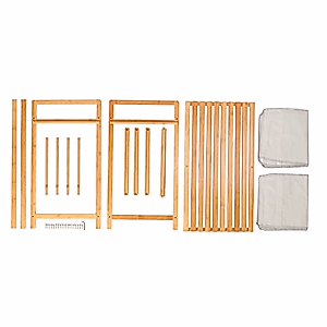 lesolar Bamboo Laundry Hamper and Shelf, 2 Sections Laundry Basket with Removable Liner and Sliding Handles, Dual Compartments Laundry Organizer and Storage for Bathroom Bedroom Living Room