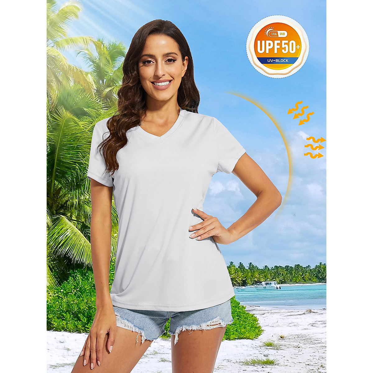 MAGCOMSEN Dry Fit Running Shirts for Women Short Sleeve T Shirts Women Rash Guard Quick Dry Hiking Shirts Shirts Tee Shirts White S