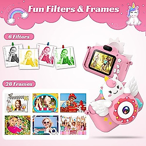 TIATUA Kids Camera for Girls & Boys, Toddler Camera Toys for Age 3-12 Kids with 32GB Card & Dual Lens, Digital Camera for 4 5 6 7 8 9 10 Year olds (Pink)