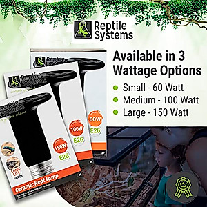 Reptile Systems Ceramic Heat Emitter (Che), 100W – Reptile, Amphibian, Mammal & Baby Chick: Heat Basking for Terrariums, Vivariums, Paludariums, Enclosures & Cages