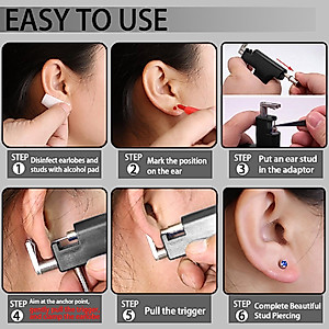 Ear and Nose Piercing Tool Stainless Steel Ear Piercing Gun with 18 Pairs Ear Stud for Salon and Home Use