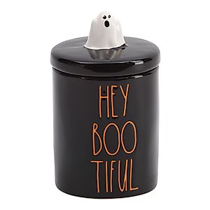 Rae Dunn Ceramic Halloween Storage Jar (Hey Bootiful/Black)