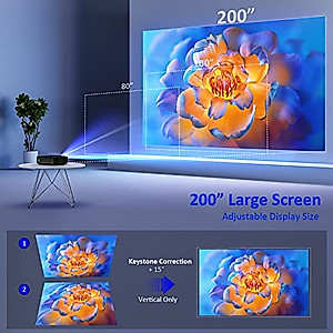 NexiGo PJ20 Outdoor Projector, 350 ANSI Lumens, Movie Projector with WiFi and Bluetooth, Native 1080P, Dolby_Audio Sound Support, Compatible w/TV Stick,iOS,Android,Laptop,Console