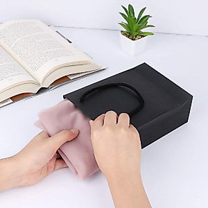 driew Gift Bags Black 50 Pack, Black Paper Gift Bags with Cotton Handle 5x2x7.5 inches Party Gift Bags