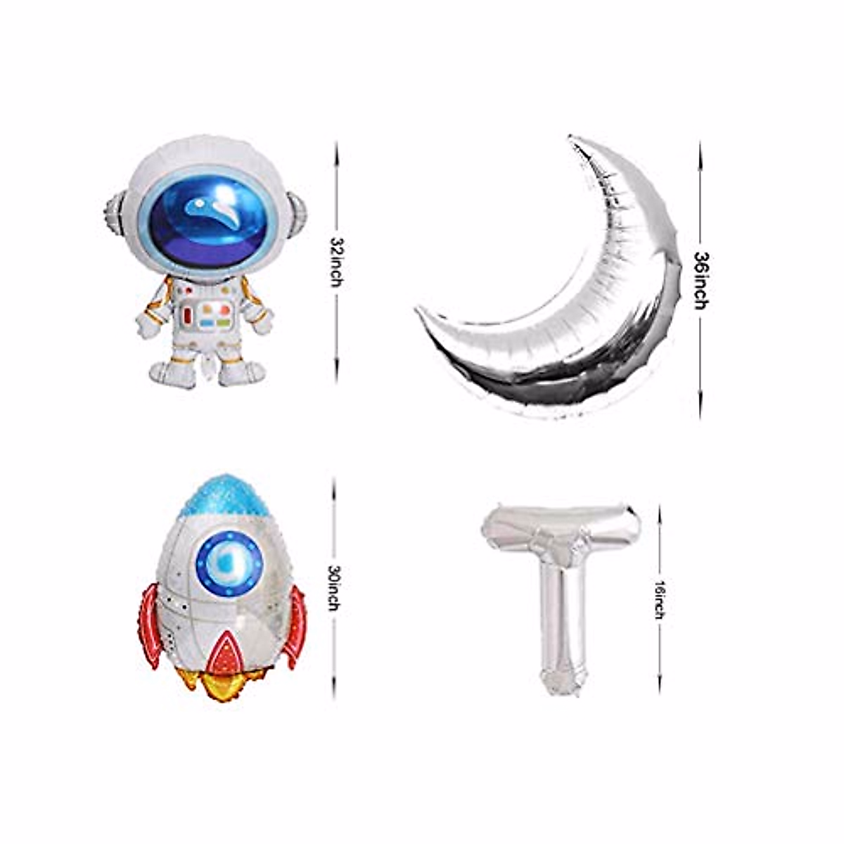 AnnoDeel Two The Moon Balloons, 16inch Silver Letter foil Balloons Large Moon Man Robot UFO Theme for 2nd Years Old Brithday Party Supply Decoration