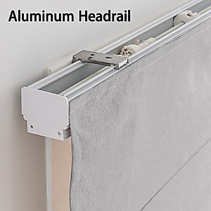 SHECUTE Roman Cordless Shades: Room Darkening, Light Filtering for Bedroom, Living Room, Windows & French Doors (Grey, 46'W x 64'L)