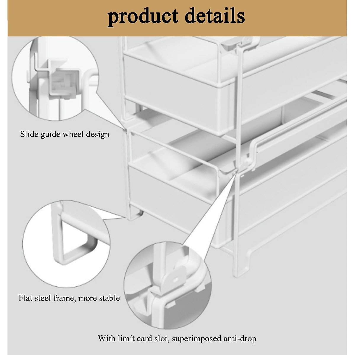 LEAYAN Under Sink Storage Cabinet Organizer Drawer, Sink Organizer Cabinet Organizer for Kitchen Bathroom Storage Under Sink Rack Shelf, White 39.5x24.5x18.5cm