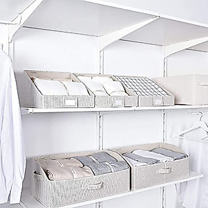 StorageWorks Closet Baskets, Fabric Baskets for Closet Shelves, Foldable Trapezoid Storage Bins, Mixing of Nature & Blue, 3-Pack