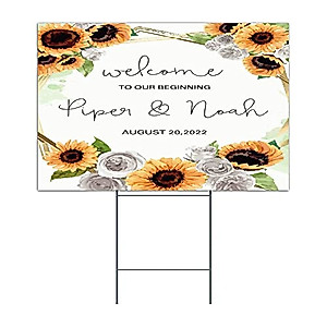 Autravelco Welcome to The Wedding of Yard Lawn Sign 12x18 Inch Modern Calligraphy Script Welcome to Our Forever Funny Lawn Sign for House Rent Party Decorations Props