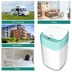 COSTWAY Portable Washing Machine, Built-in Drain Pump, 8Lbs Capacity, Full-Automatic washer with 6 Programs, Child Lock, Compact Laundry Washer for RV, Dorm, Apartment, Green