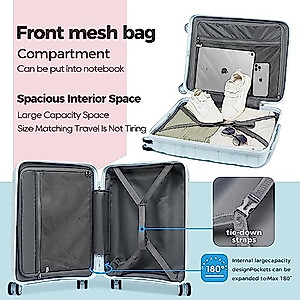 Melalenia Luggage Carry On Suitcase Sets, Expandable PP Hard Shell Suitcase with Spinner Wheels,Travel Luggage with TSA Locks 22x14x9 Airline Approved